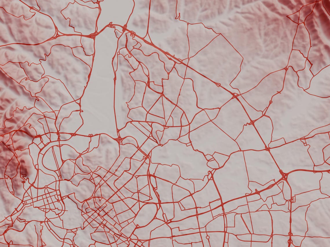 2D Printable Shaded Relief Rome Italy Map Poster | Roma Italia ...