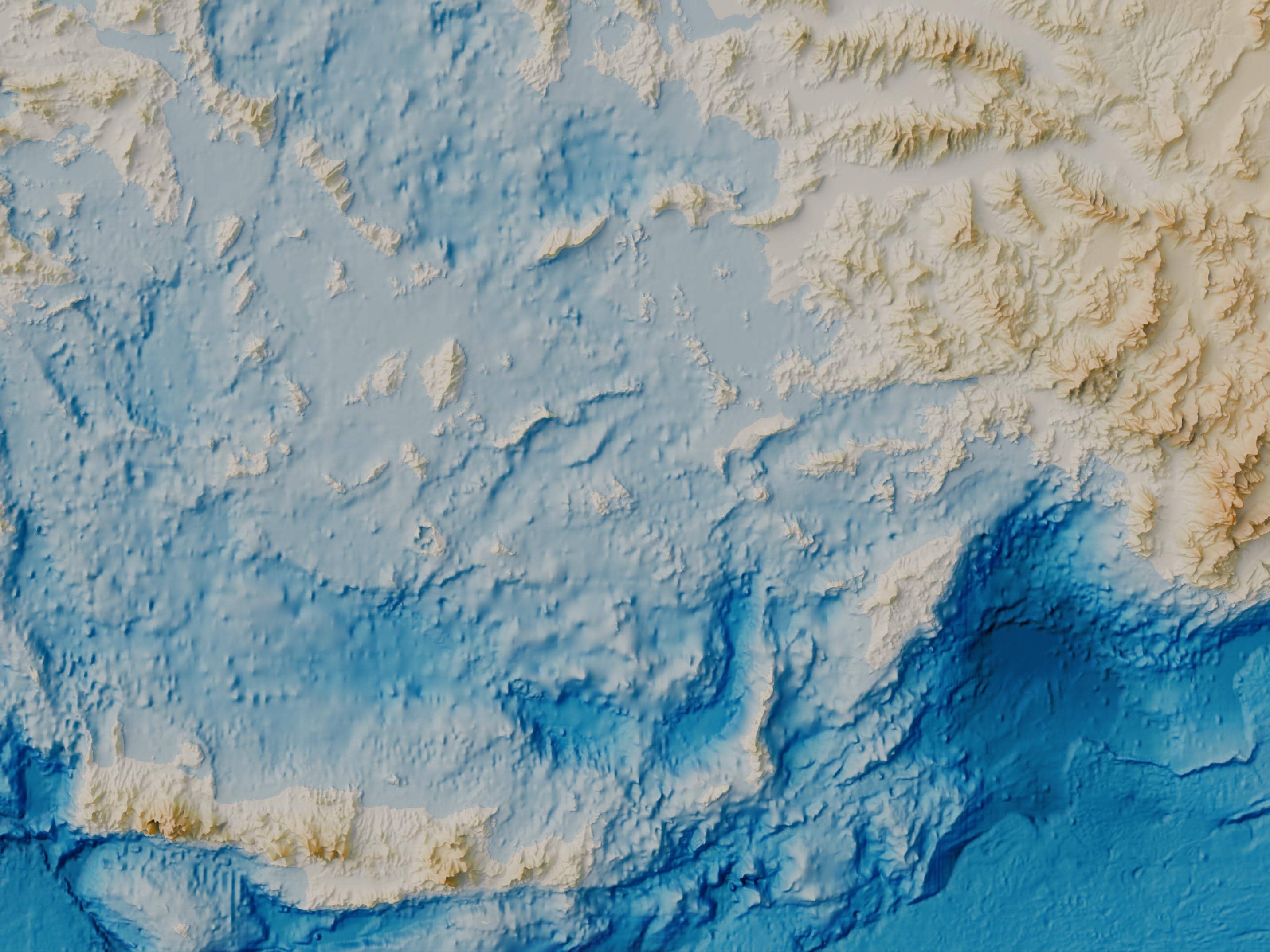 2D Printable Shaded Relief Aegean Sea Map Poster | Aegean Sea Greece ...