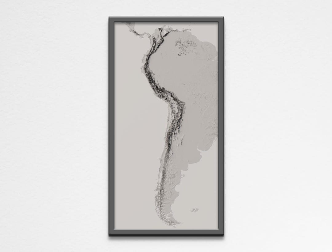 2D Printable Shaded Relief Andes Mountains Map Poster | the Andes ...