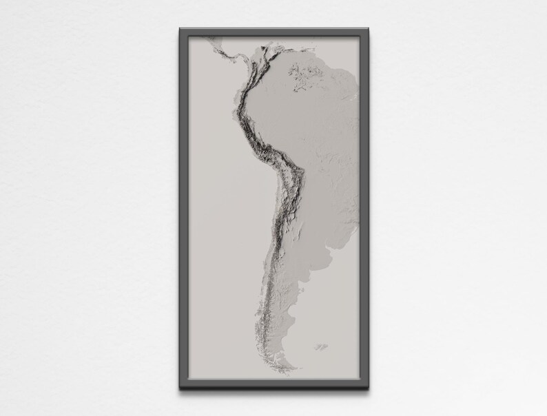 2D Printable Shaded Relief Andes Mountains Map Poster | the Andes ...