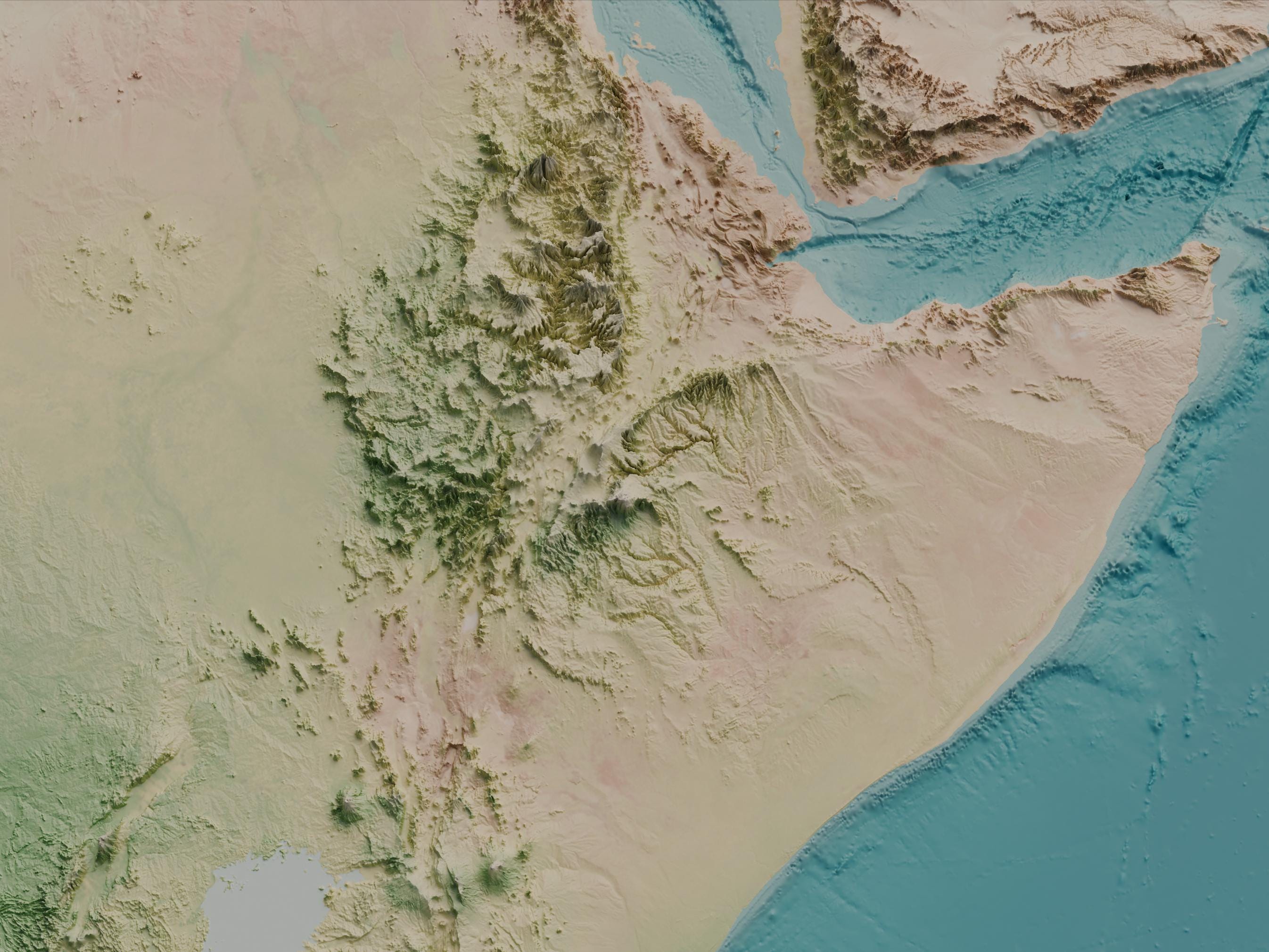 2D Printable Shaded Relief East Africa Map Poster | Eastern Africa ...
