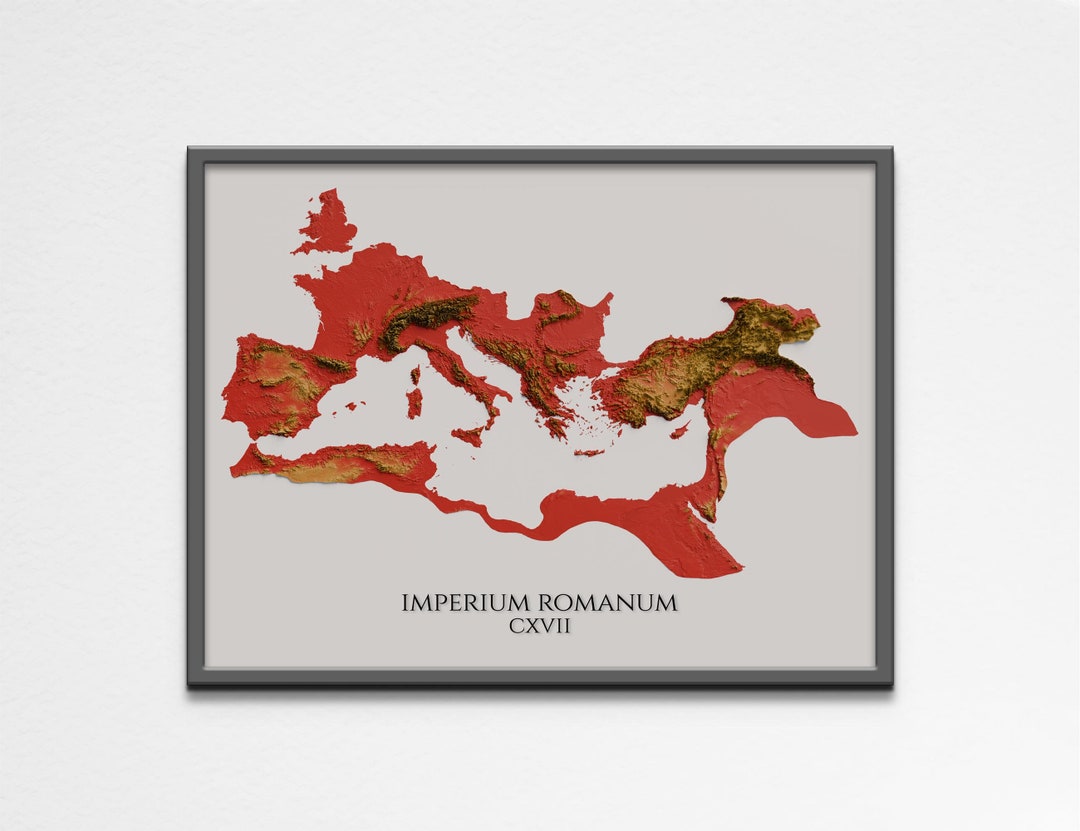2D Printable Shaded Relief Roman Empire Poster | Historical Roman ...