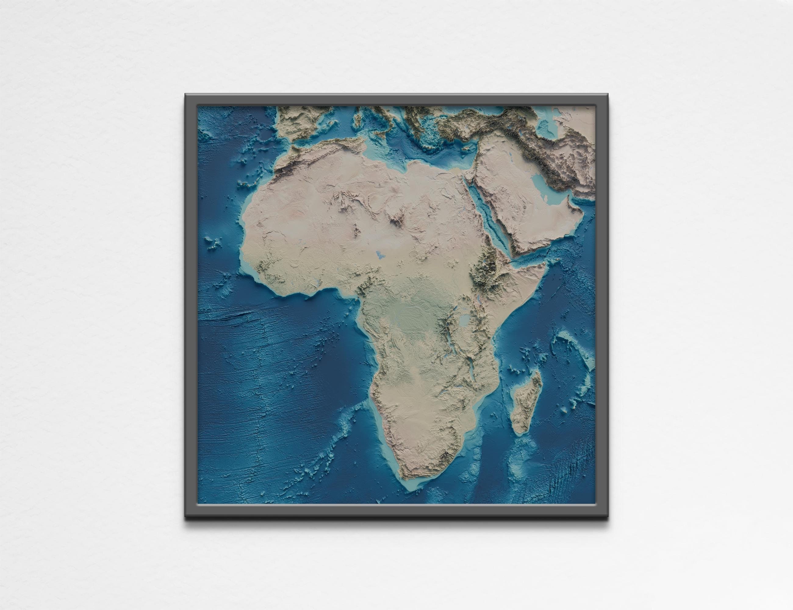 2D Printable Shaded Relief Africa Map Poster Africa Elevation Map ...