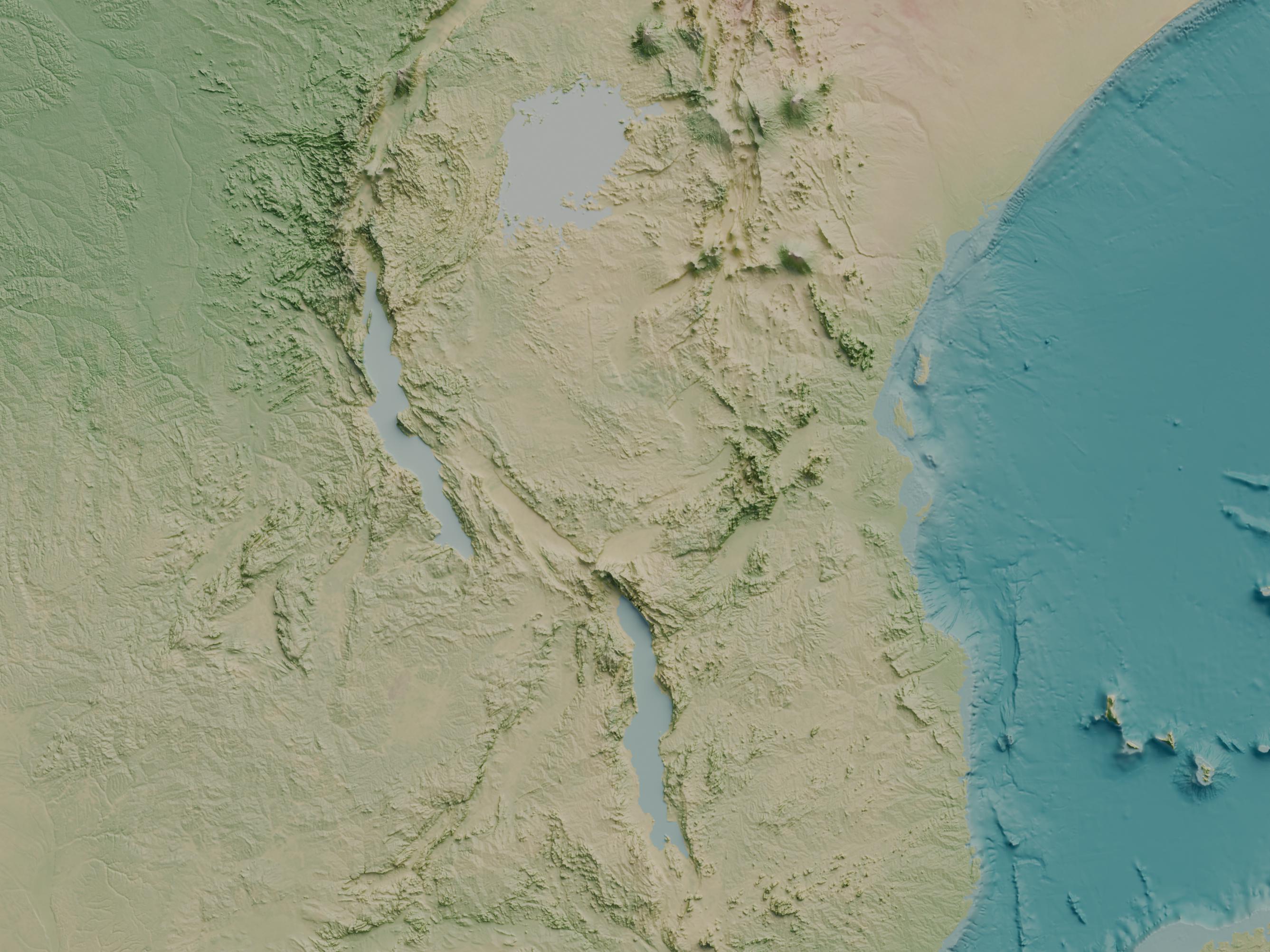 2D Printable Shaded Relief East Africa Map Poster | Eastern Africa ...