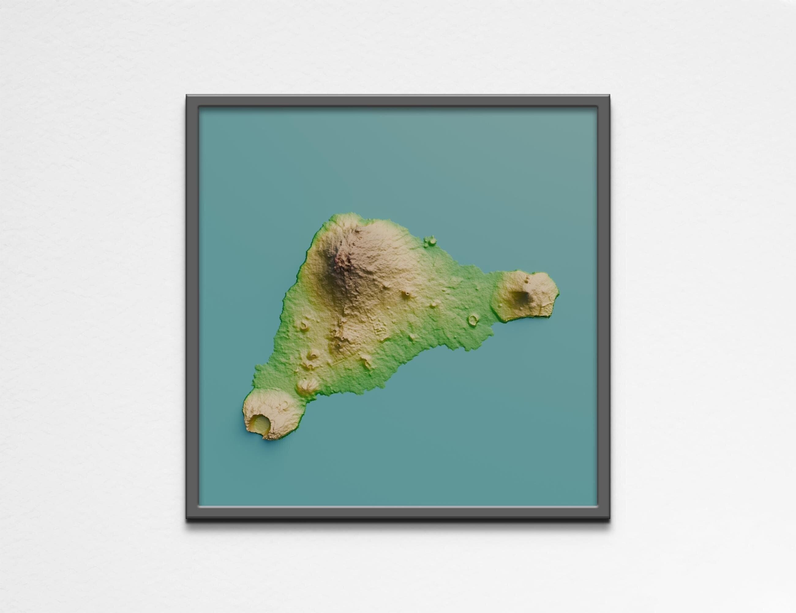 2D Printable Shaded Relief Easter Island Map Poster | Rapa Nui ...