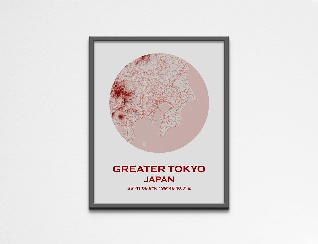 2D Printable Shaded Relief Greater Tokyo Map Poster | Tokyo Japan ...