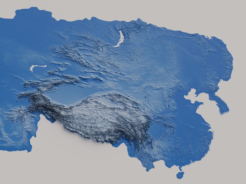 2D Printable Shaded Relief Mongol Empire Poster Historical Mongol ...