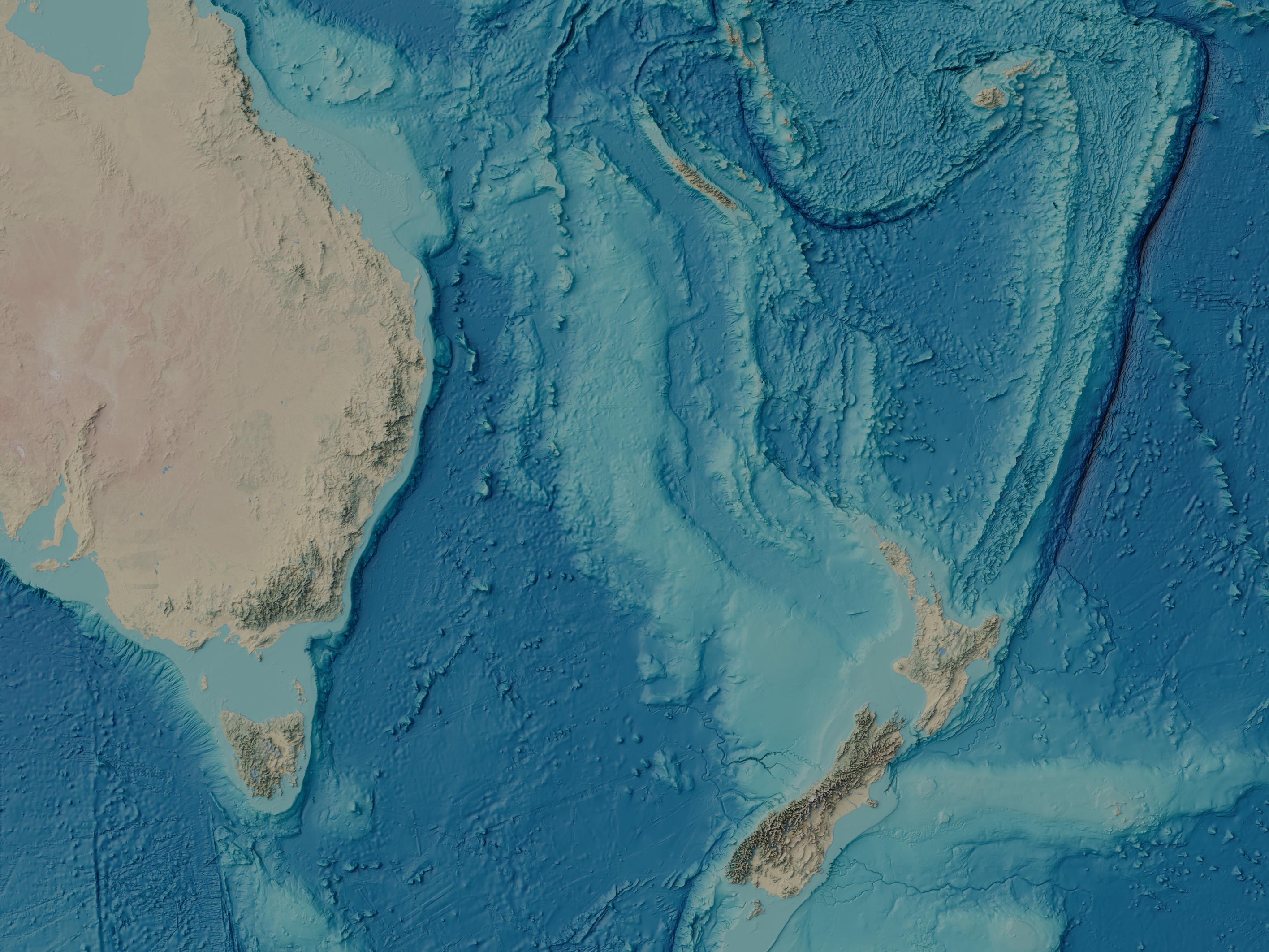 2D Printable Shaded Relief Oceania Map Poster | Australia and New ...