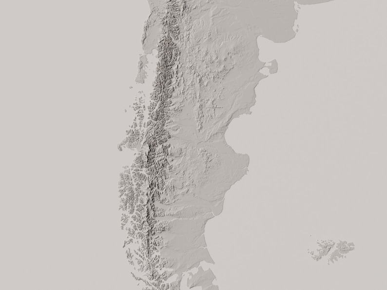 2D Printable Shaded Relief Andes Mountains Map Poster | the Andes ...