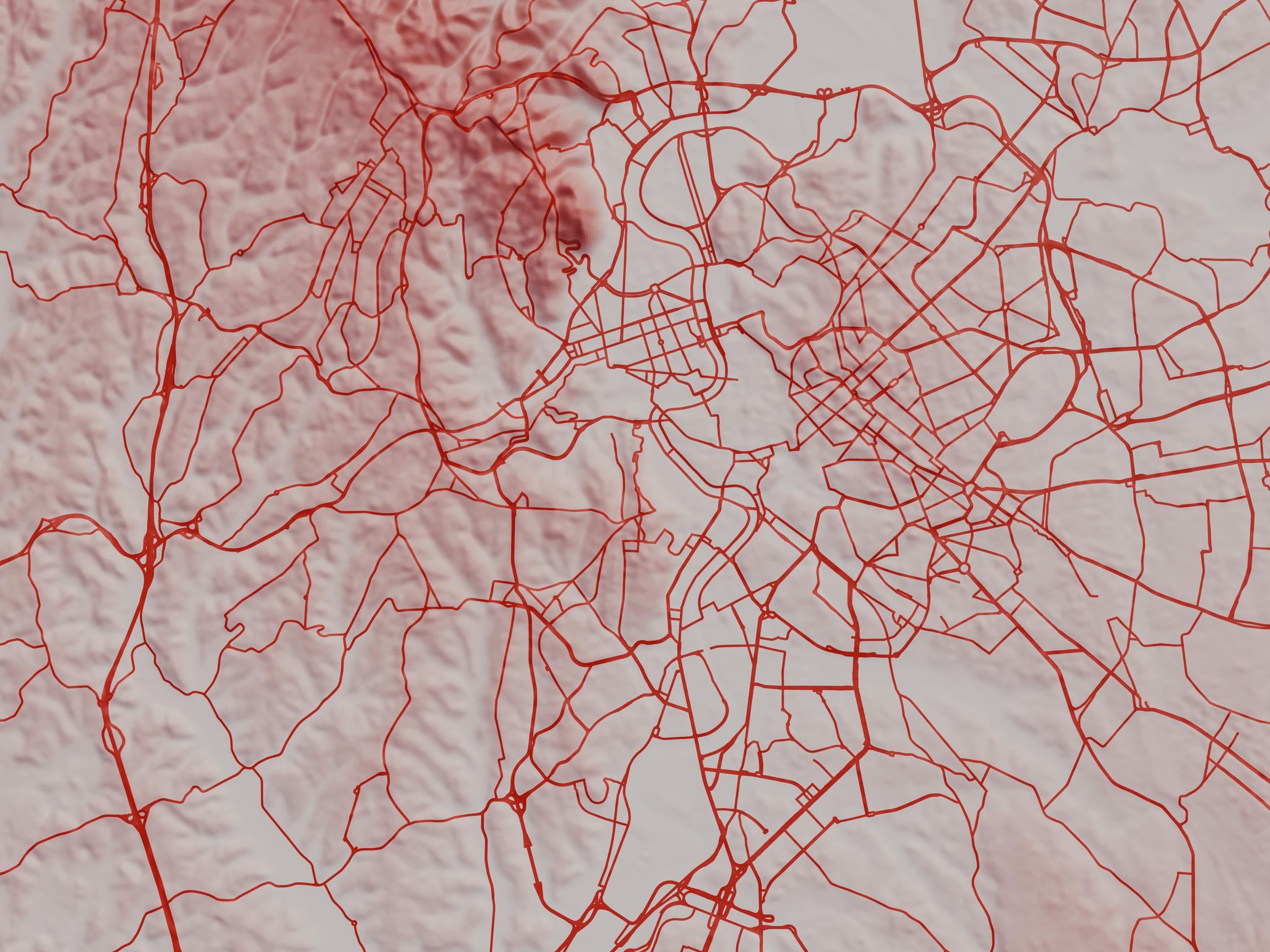 2D Printable Shaded Relief Rome Italy Map Poster | Roma Italia ...