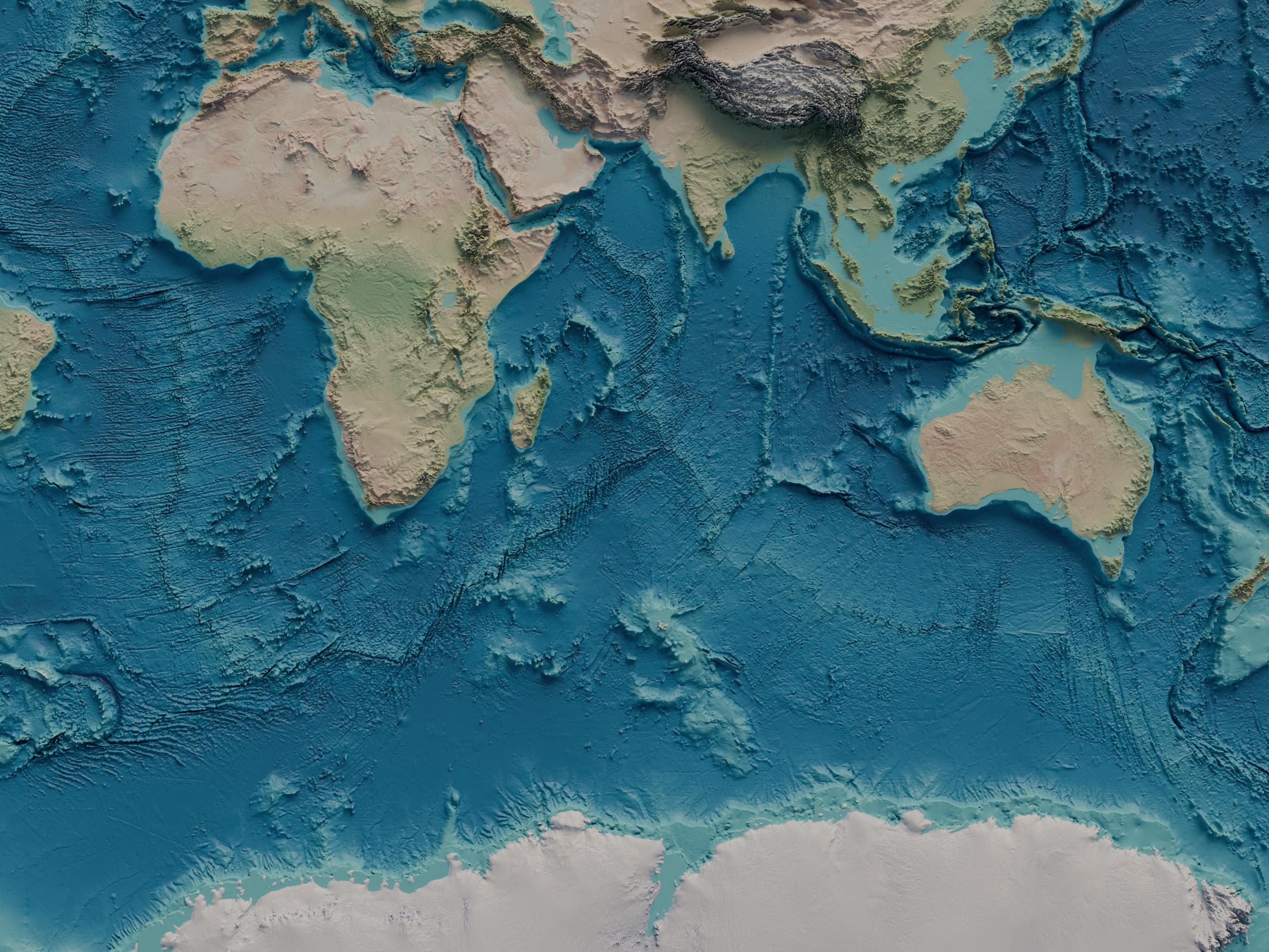 2D Printable Shaded Relief World Map Poster | World Elevation Map ...