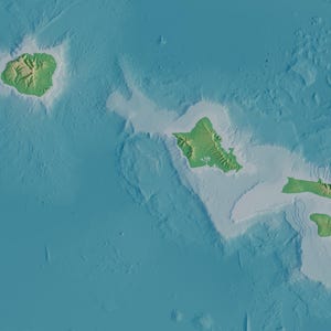 2D Printable Shaded Relief Hawaii Map Poster | Hawaiian Islands ...