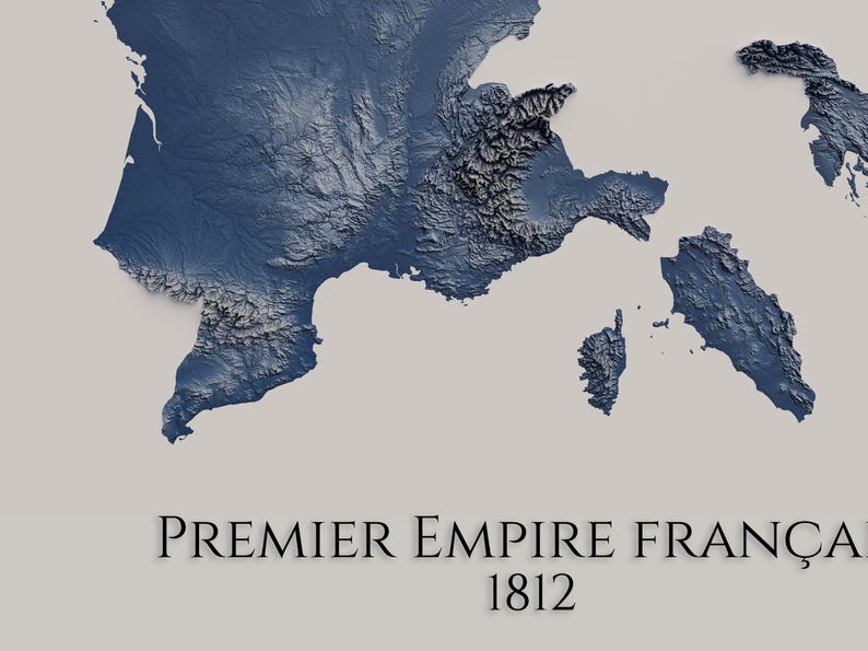 2D Printable Shaded Relief First French Empire Poster | Historical ...