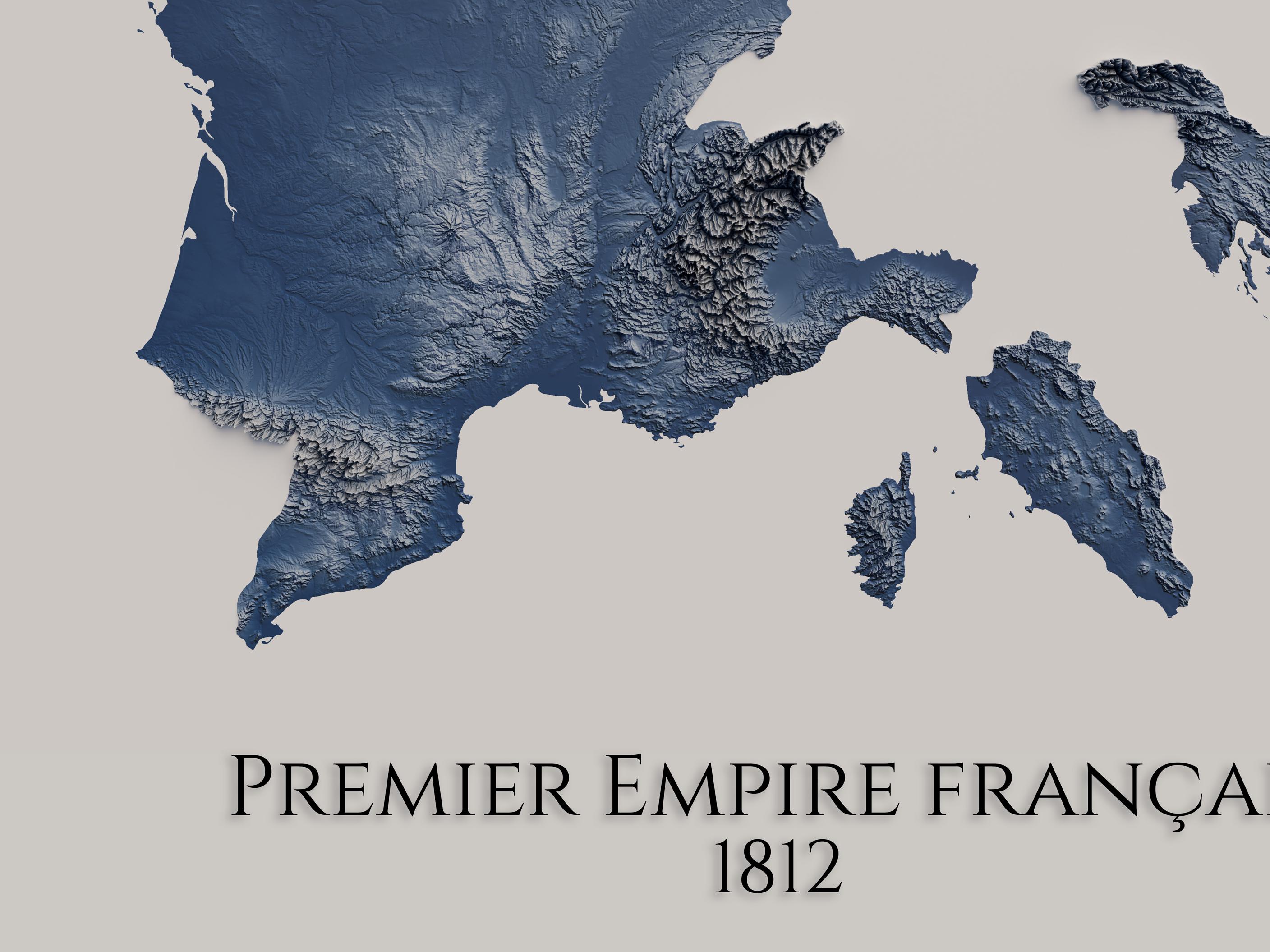 2D Printable Shaded Relief First French Empire Poster | Historical ...