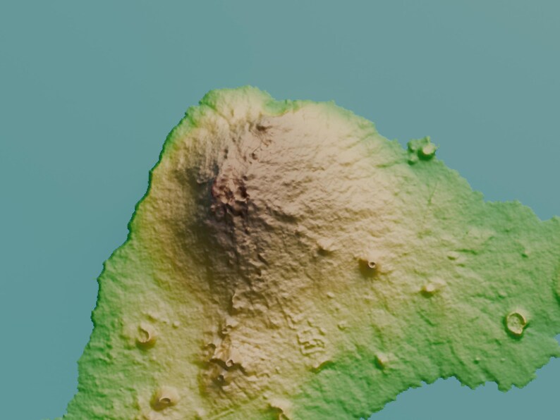 2D Printable Shaded Relief Easter Island Map Poster | Rapa Nui Elevation Map Geography Poster ...