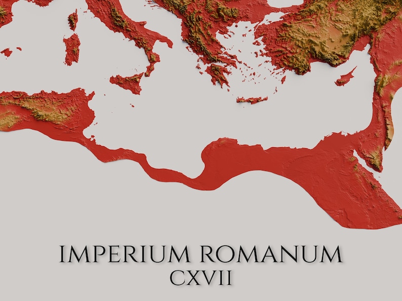 2D Printable Shaded Relief Roman Empire Poster | Historical Roman ...