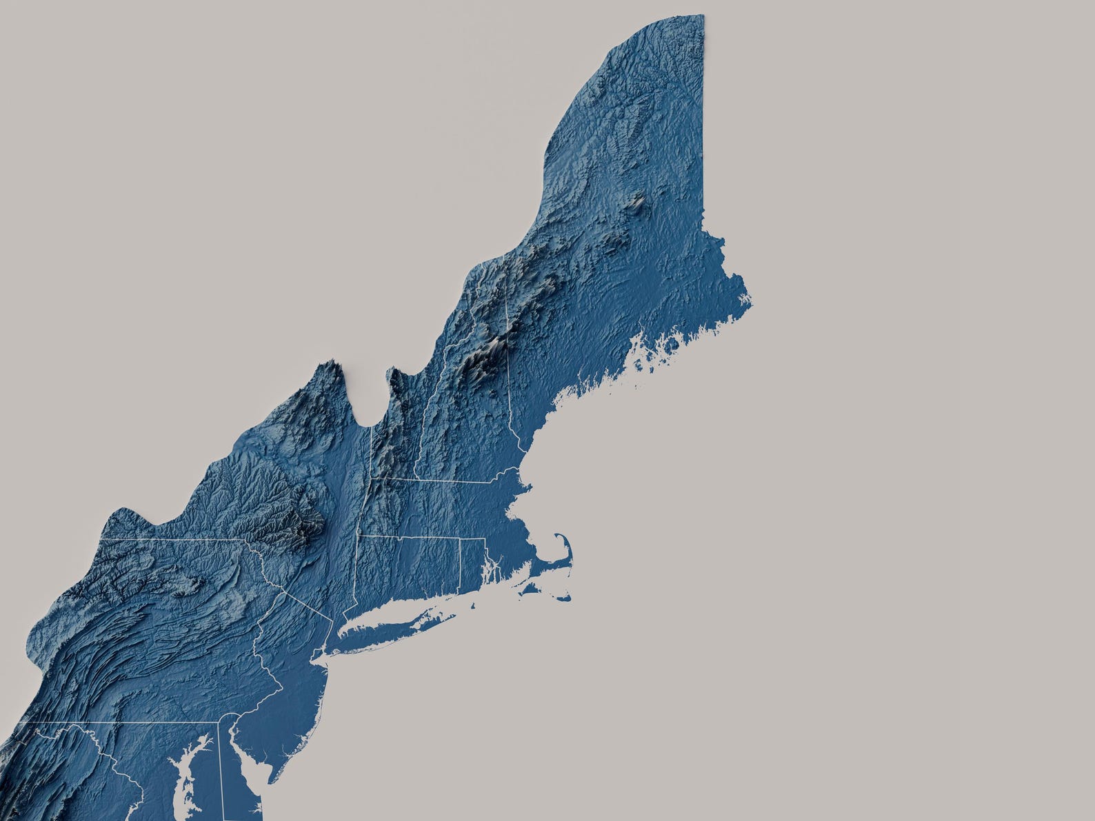 2D Printable Shaded Relief Thirteen Colonies USA Map Poster | 13 ...