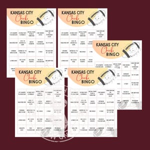 Set of 5 Kansas City Chiefs Bingo Cards - 2024 NFL Season Game Day ...