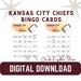 Set of 5 Kansas City Chiefs Bingo Cards - 2024 NFL Season Game Day ...