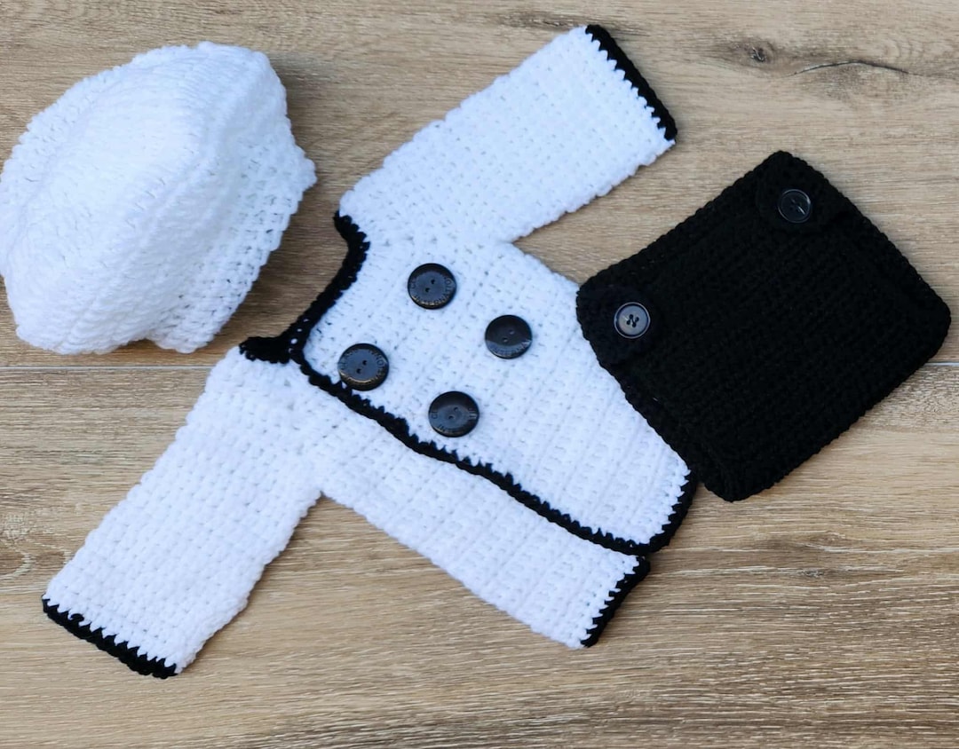 Crochet Chef Outfit,newborn Chef Photo Prop,baby Shower Gift.halloween ...