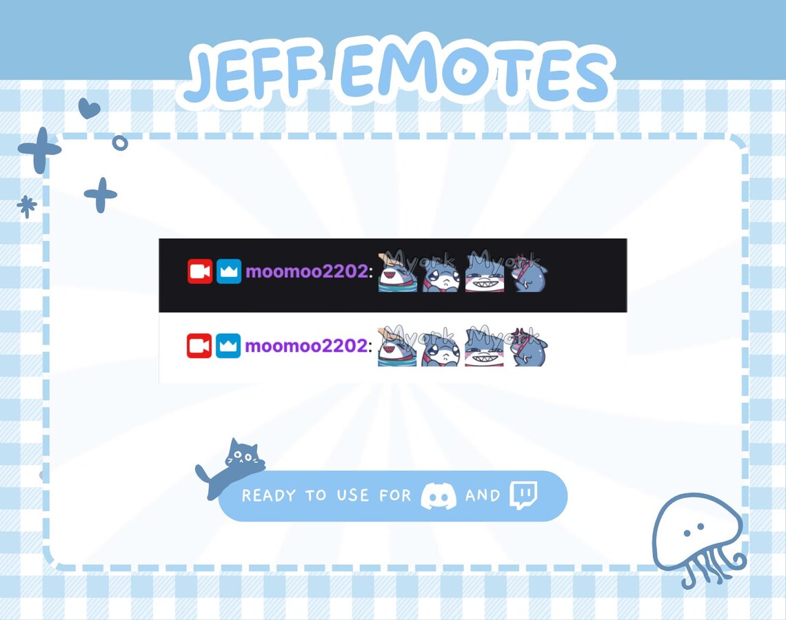 Jeff the Landshark Emotes Sticker Pack | Twitch, Discord (digital ...