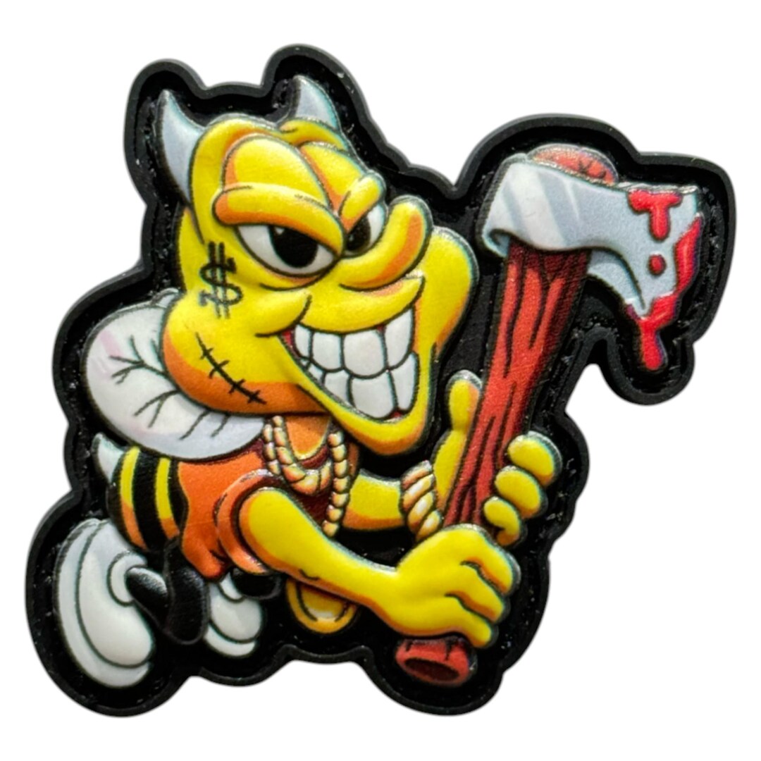 Killer Bee PVC Patch – Evil Cartoon Bee With Axe - Etsy