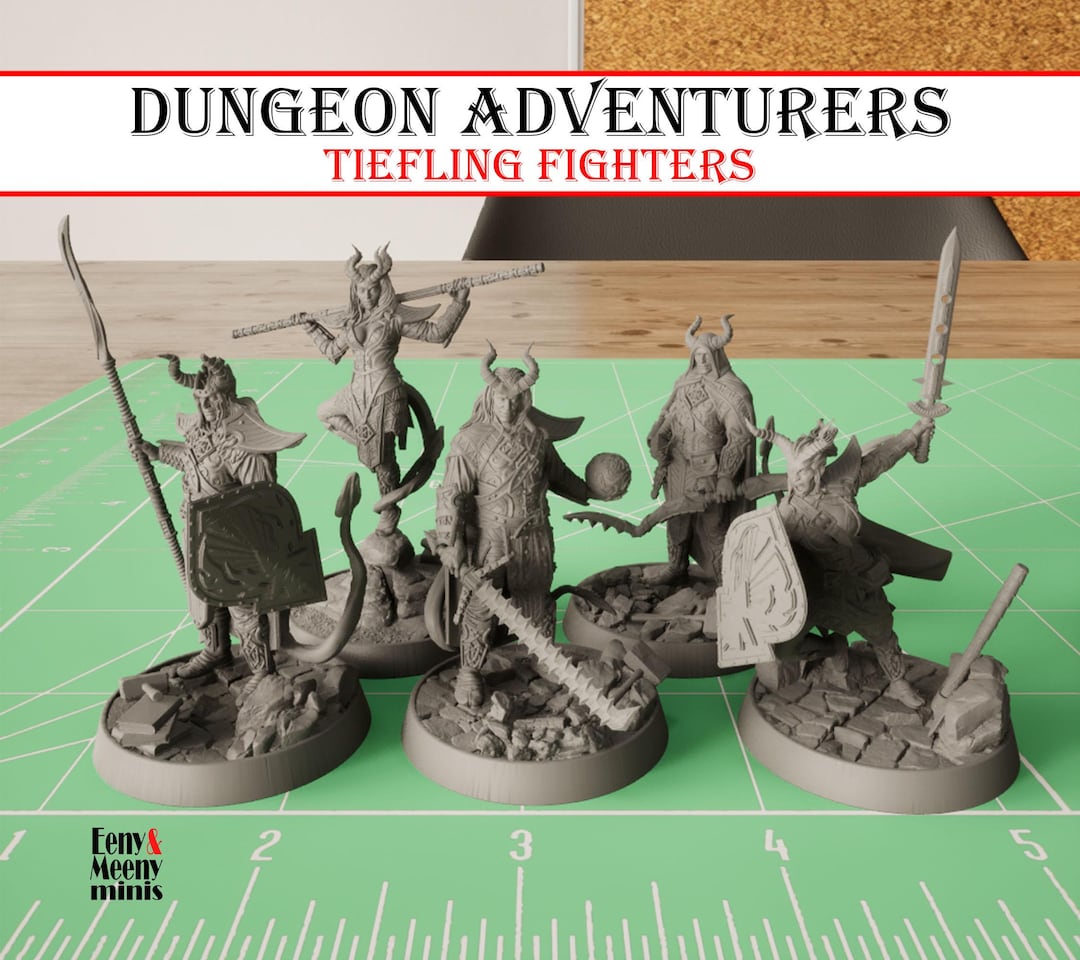 Dungeon Adventurers Tiefling Fighters 32mm D&D Miniature Role Playing ...