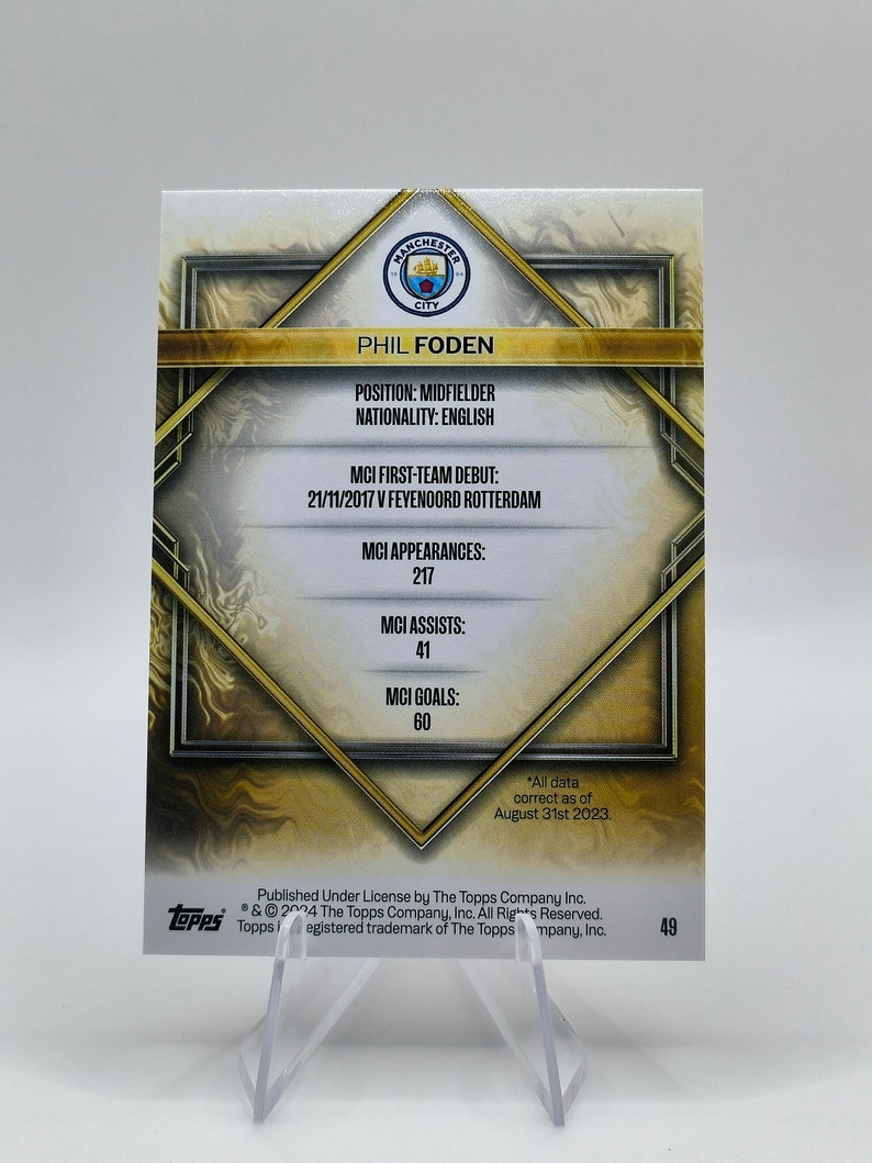 Phil Foden. Manchester City. Gold Drip. Ice Parallel. 2024 Soccer Card ...