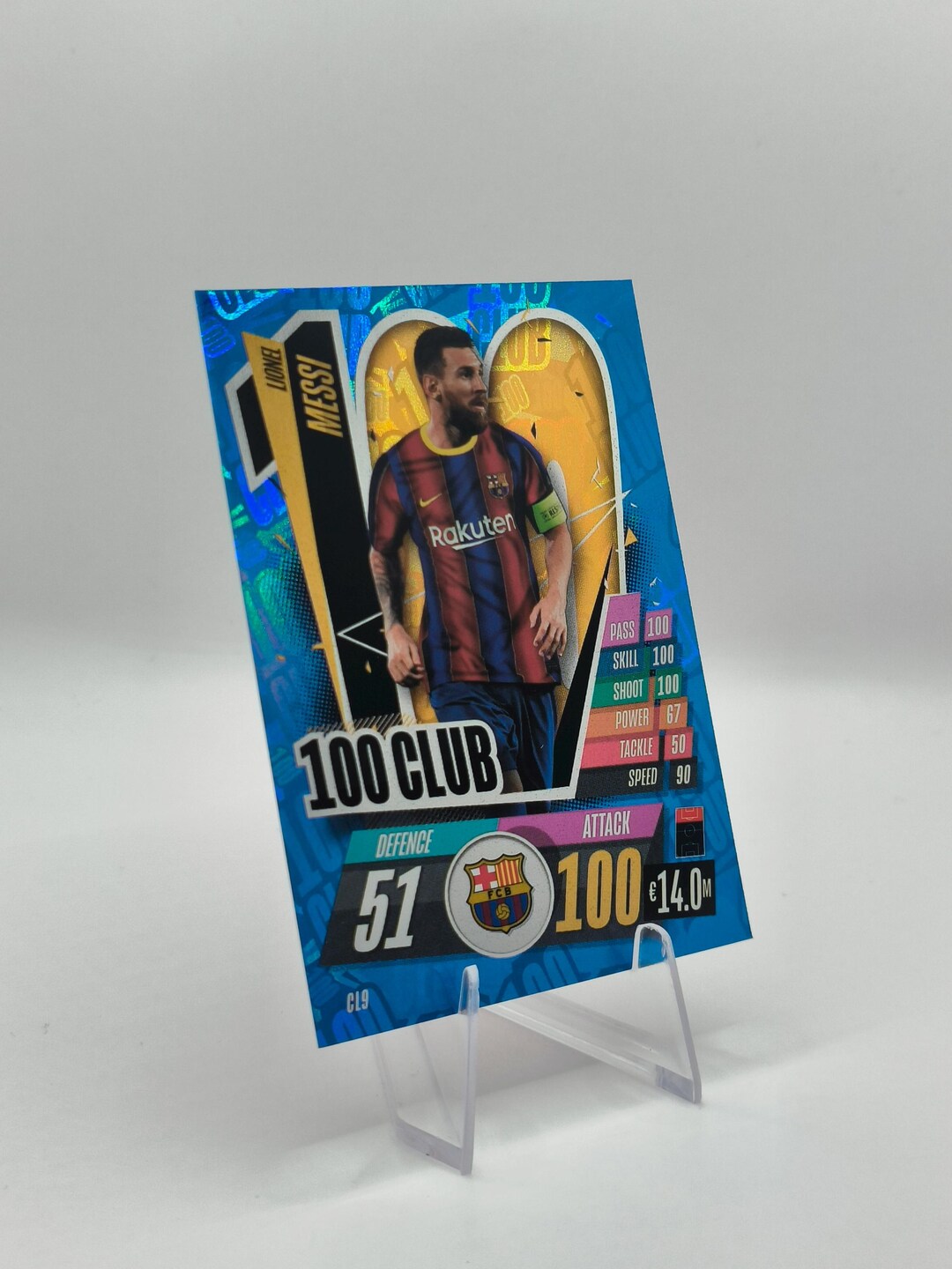 Lionel Messi. FC Barcelona. 100 Club Blue Sapphire Edition. Match Attax ...