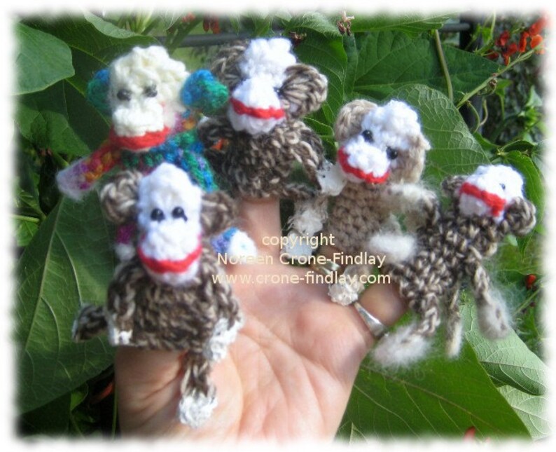 Crocheted Sock Monkey Finger Puppet Pattern by Noreen - Etsy