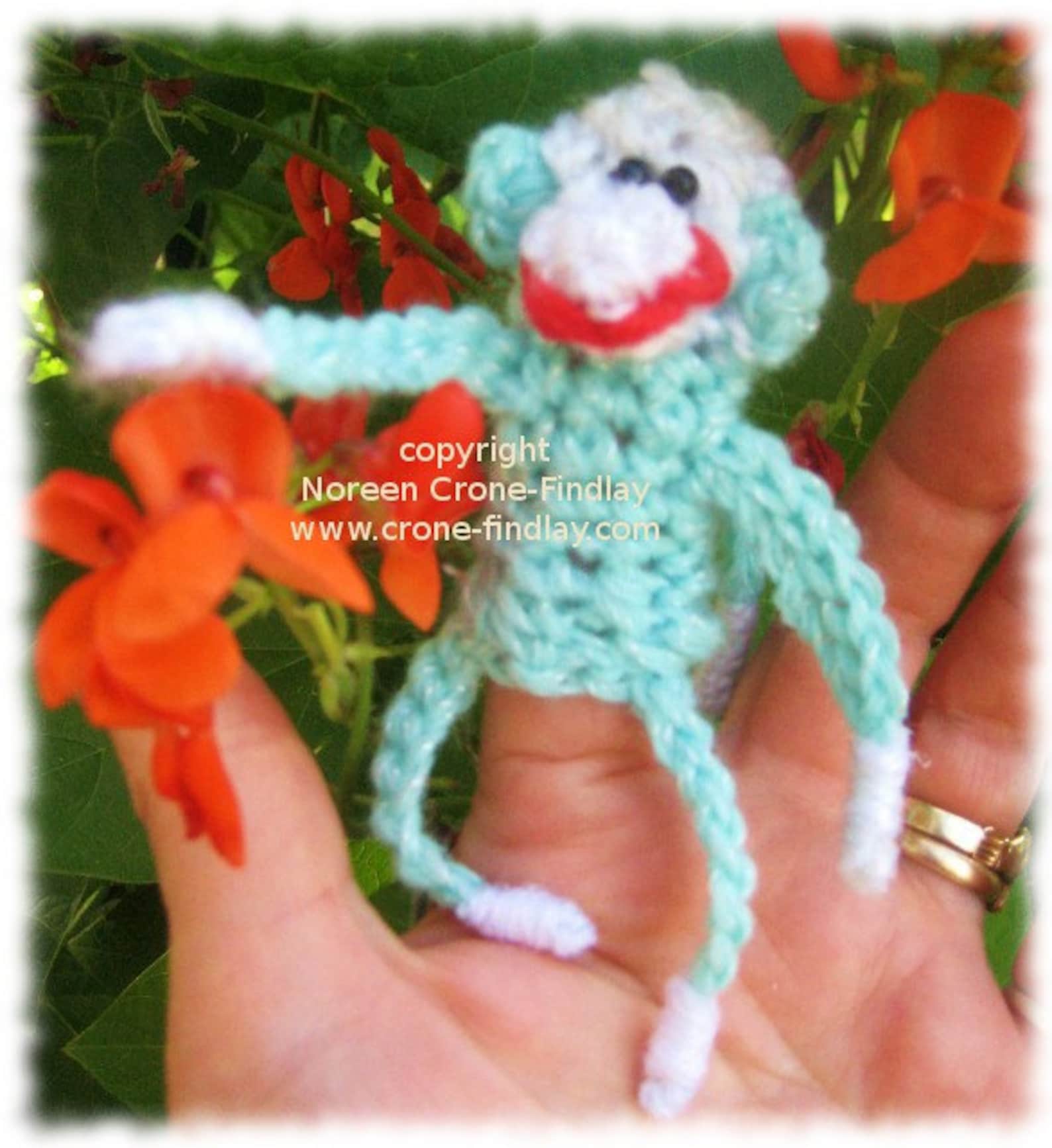 Crocheted Sock Monkey Finger Puppet Pattern by Noreen - Etsy