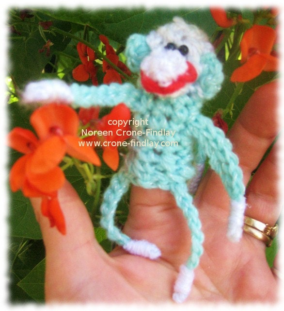 Crocheted Sock Monkey Finger Puppet Pattern by Noreen - Etsy