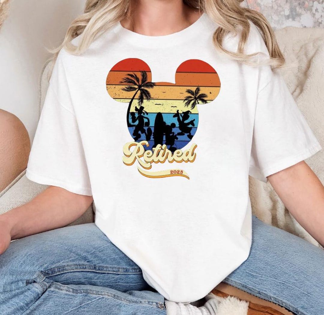 Disney Retired 2025 Shirt, Mickey Ears Sunset Retirement Tee, Mickey ...