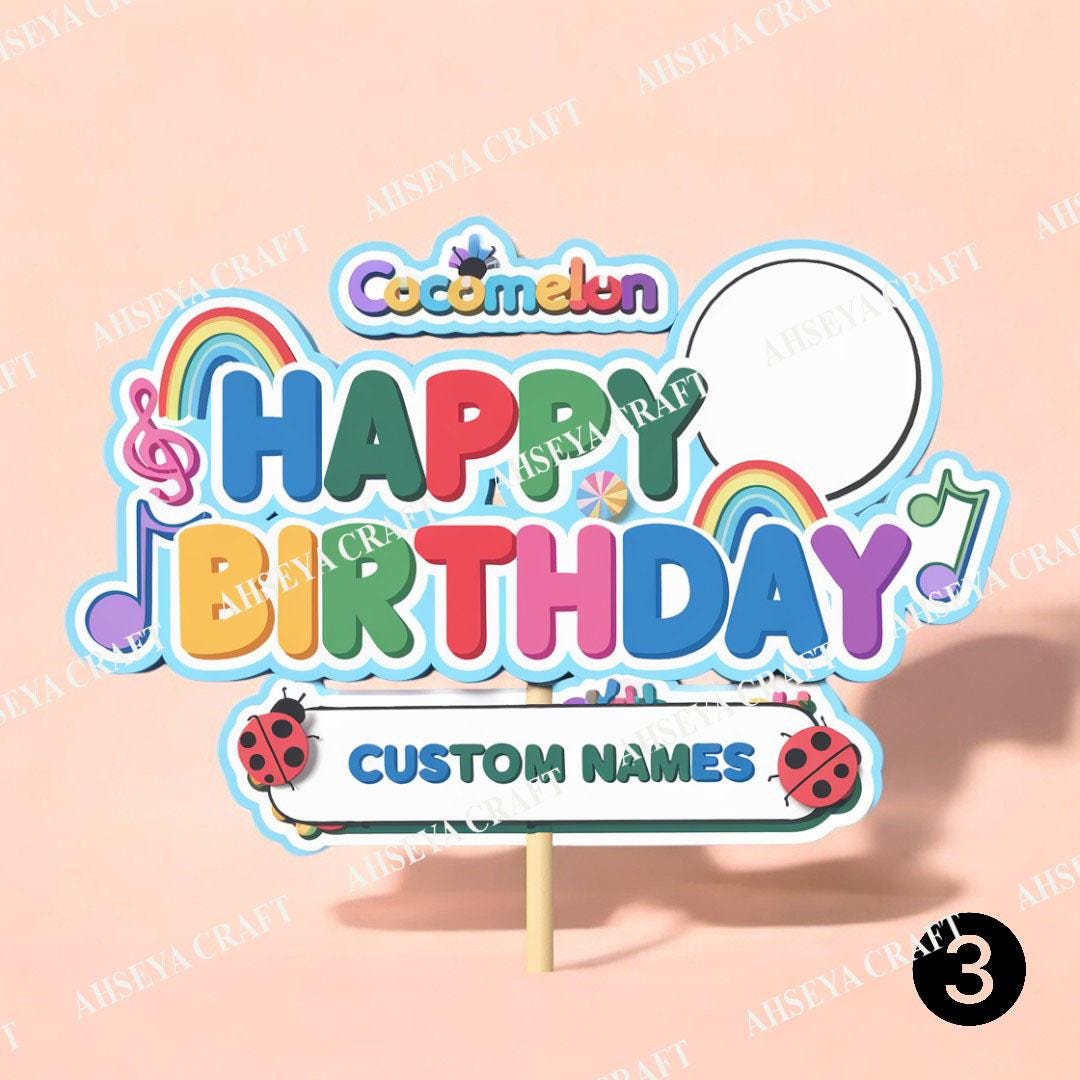 Cocomelo Customizable Printable Cake Topper Birthday Cake Topper ...