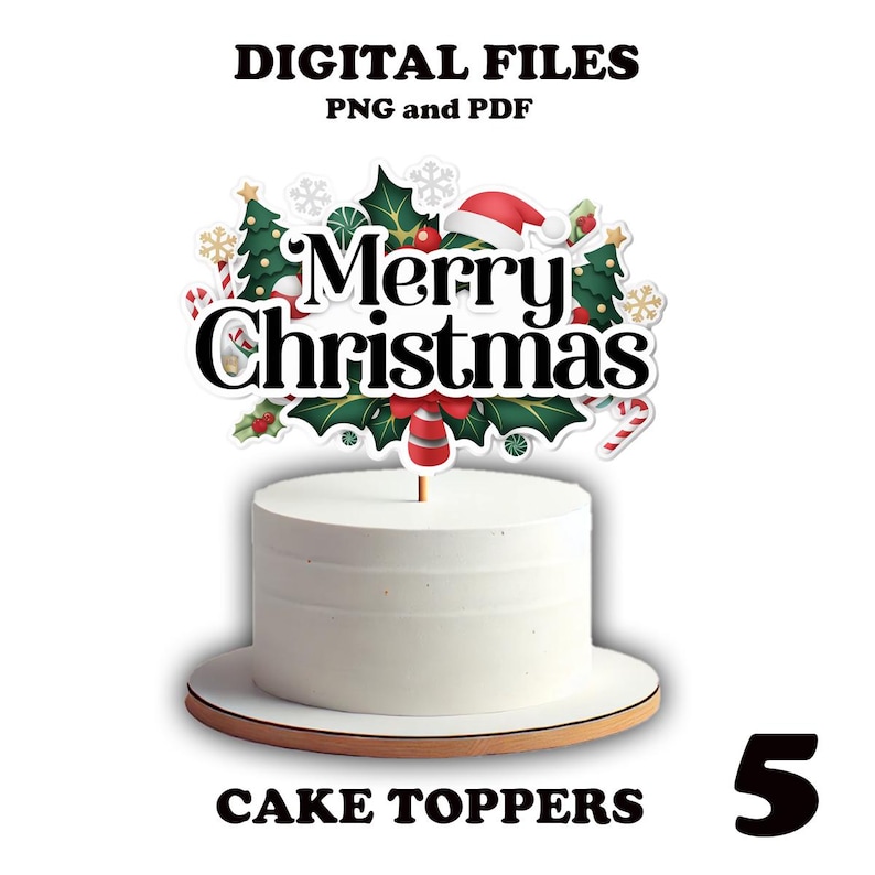 Merry Christmas Customizable Printable Cake Topper Birthday Cake Topper ...