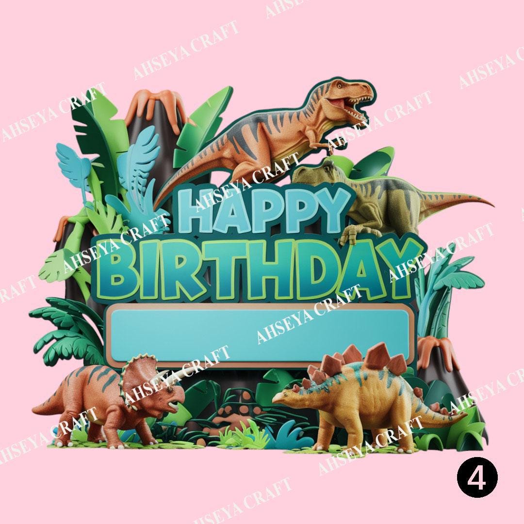 Dinosaur Customizable Printable Cake Topper Birthday Cake Topper ...
