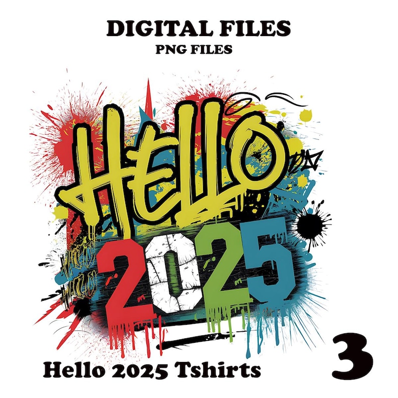Hello 2025 Png Sublimation Design Happy New Year Png Digital Download ...