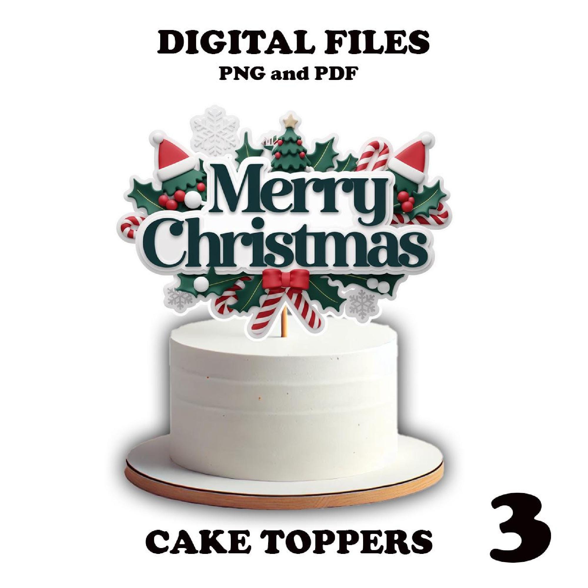 Merry Christmas Customizable Printable Cake Topper | Birthday Cake ...