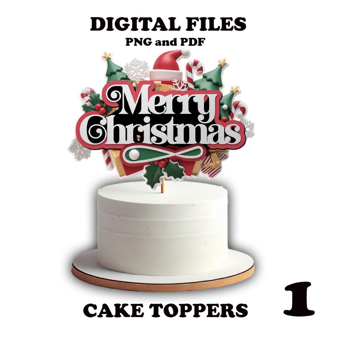Merry Christmas Customizable Printable Cake Topper Birthday Cake Topper ...