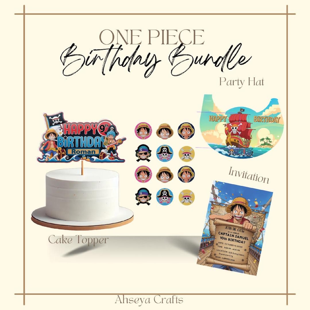 One Peice Luffy Topper Digital Bundle: Printable One Piece Theme Decor ...