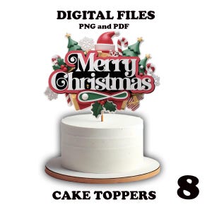 Merry Christmas Customizable Printable Cake Topper Birthday Cake Topper ...