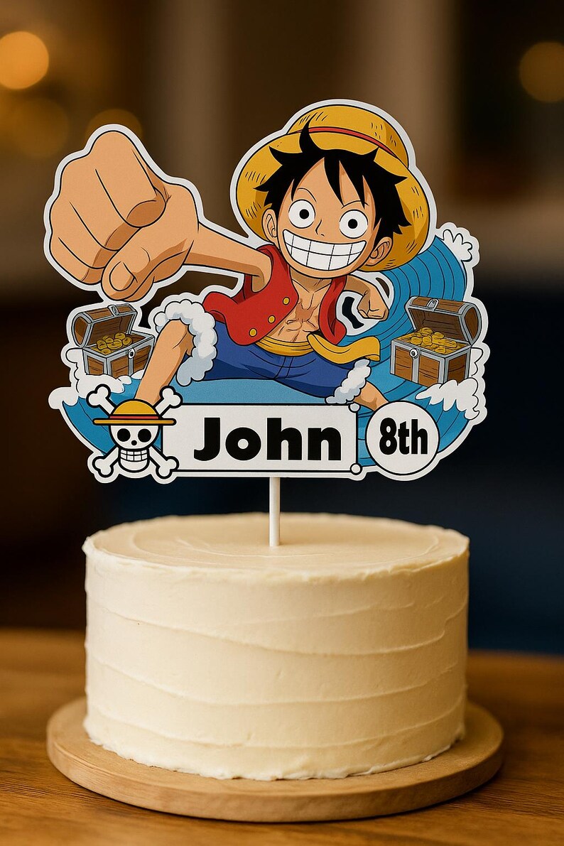 One Piece Cake Topper | Anime Birthday PNG & PDF Digital | - Etsy