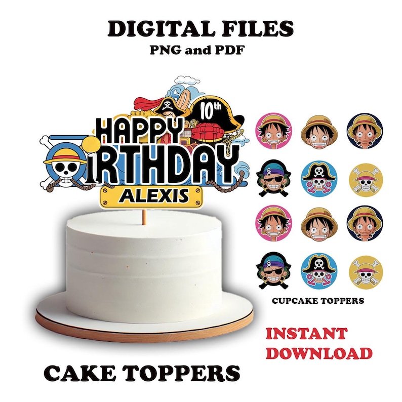 Printable Birthday Cake Topper: Editable Party Decoration (PNG, PDF ...