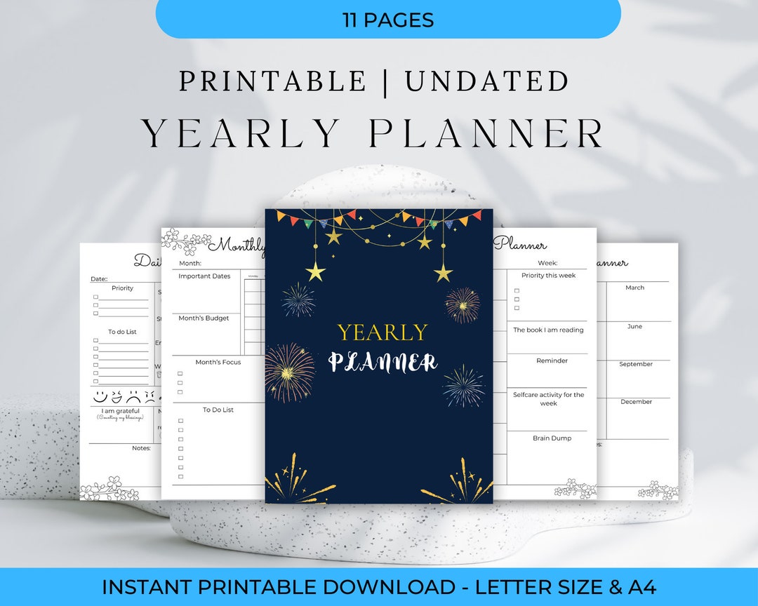 Yearly Printable Planner, Yearly Task Planner, Yearly Overview, Yearly ...