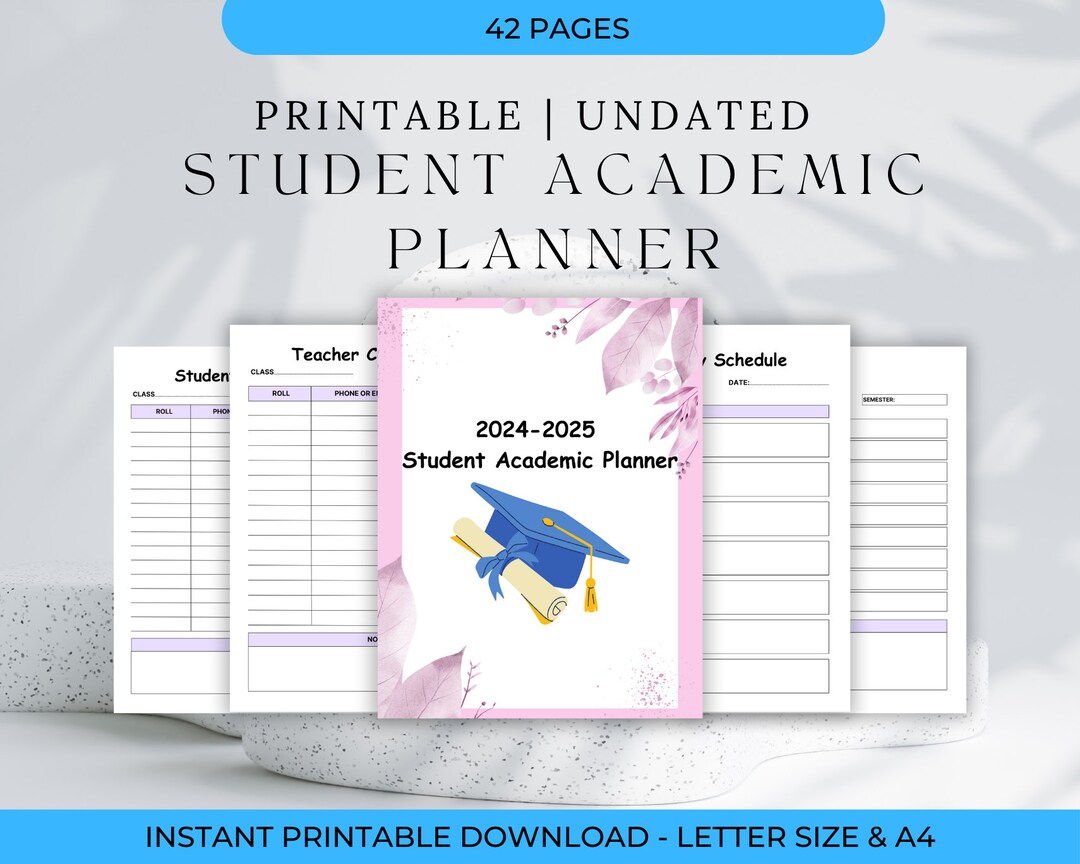 2024-2025 Student Academic Planner, Pdf Monthly Study Planner, Student ...