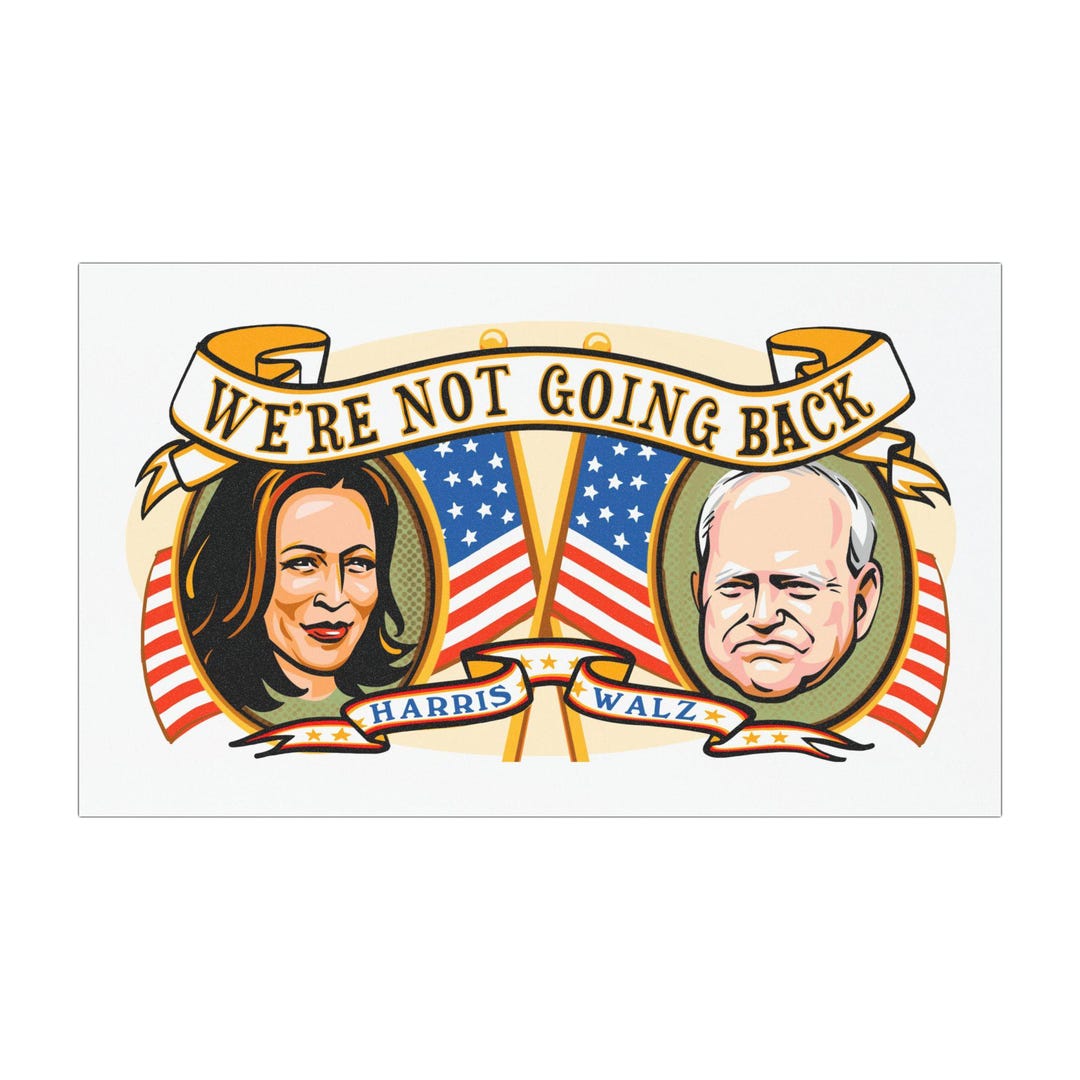 Harris/walz Portrait Car Magnets, Kamala & Tim Illustrated Vintage ...