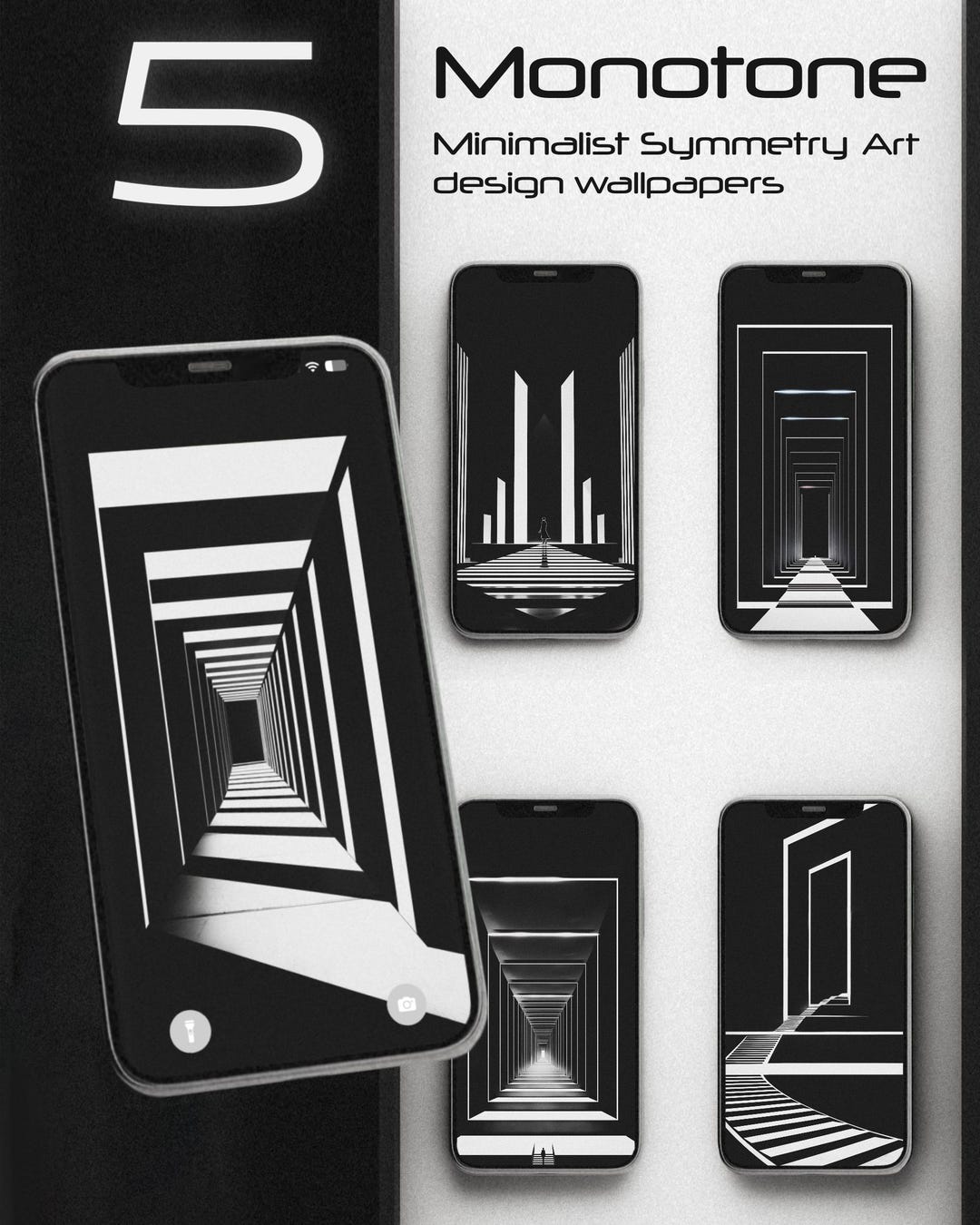 5 Symmetry Art Minimalist Monotone Wallpapers - Etsy