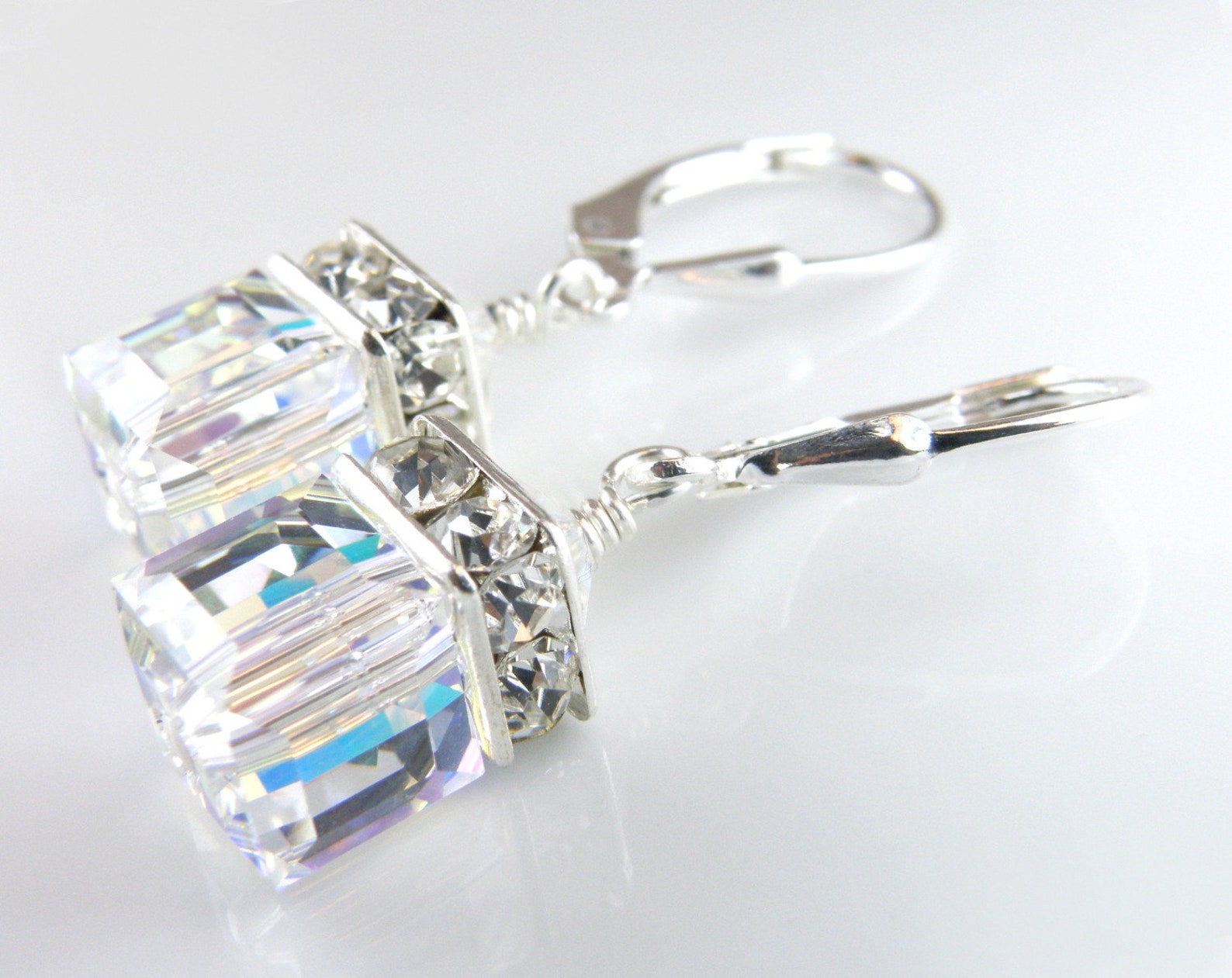 Clear Crystal Drop Earrings Crystal Wedding Jewelry Sterling - Etsy