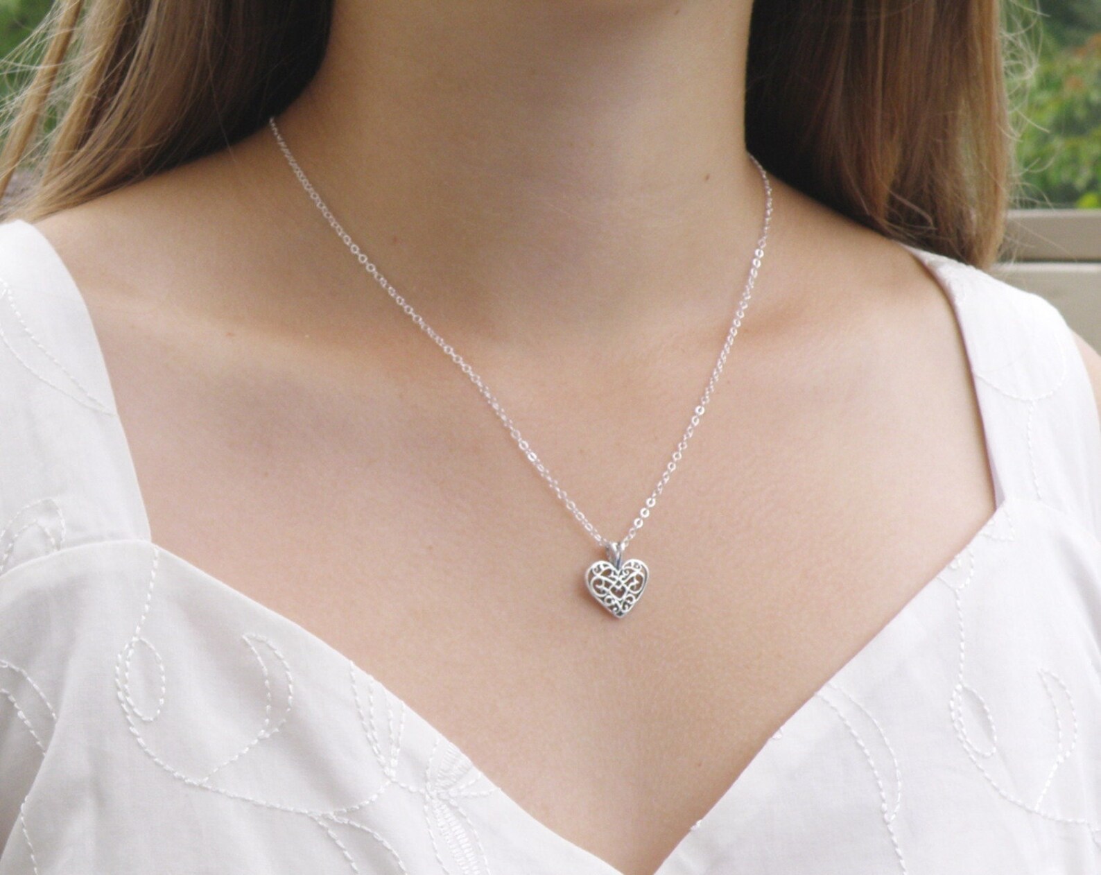 Sterling Silver Heart Necklace With Choice of Swarovski - Etsy