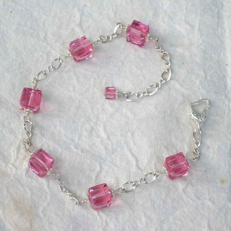 Clear Cube Crystal Bracelet Sterling Silver or Gold Filled - Etsy